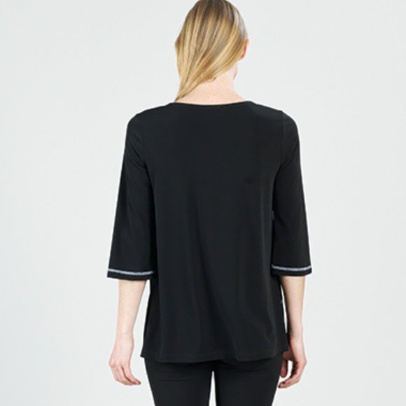 CLARA SUNWOO | Tops | Nwt Black Tunic Top With White Angular Lines By ...